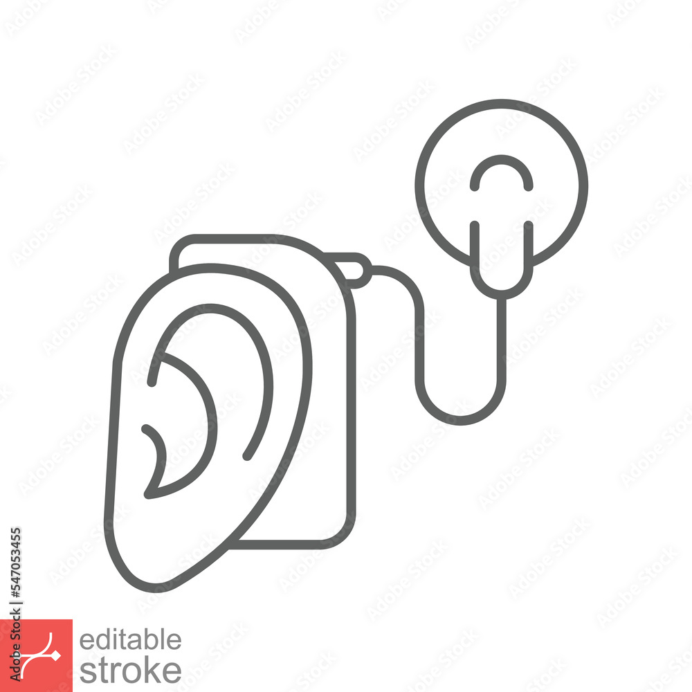 Cochlear implant icon. Simple outline style. Cybernetics, human ear ...