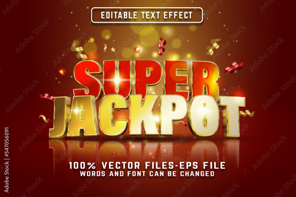 super jackpot text effect with golden style premium vectors Stock Vector | Adobe Stock