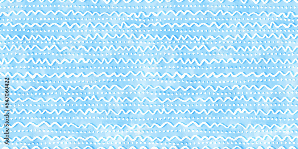 Tranquil blue seamless playful hand drawn kidult squiggly doodle lines ...