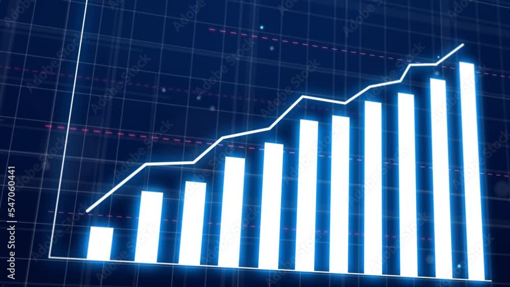 tock Market charts and bar graphs. Increase blue line.3d rendering ...