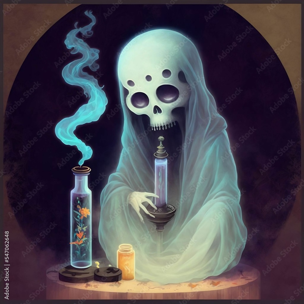 Ghost Skeleton Person Smoking Concoction | Created using Midjourney and ...
