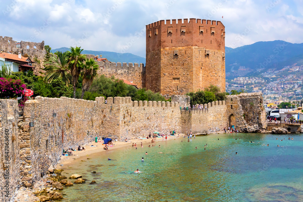 The Red Tower (Kizil Kule) and citadel wall as seen from the ancient ...