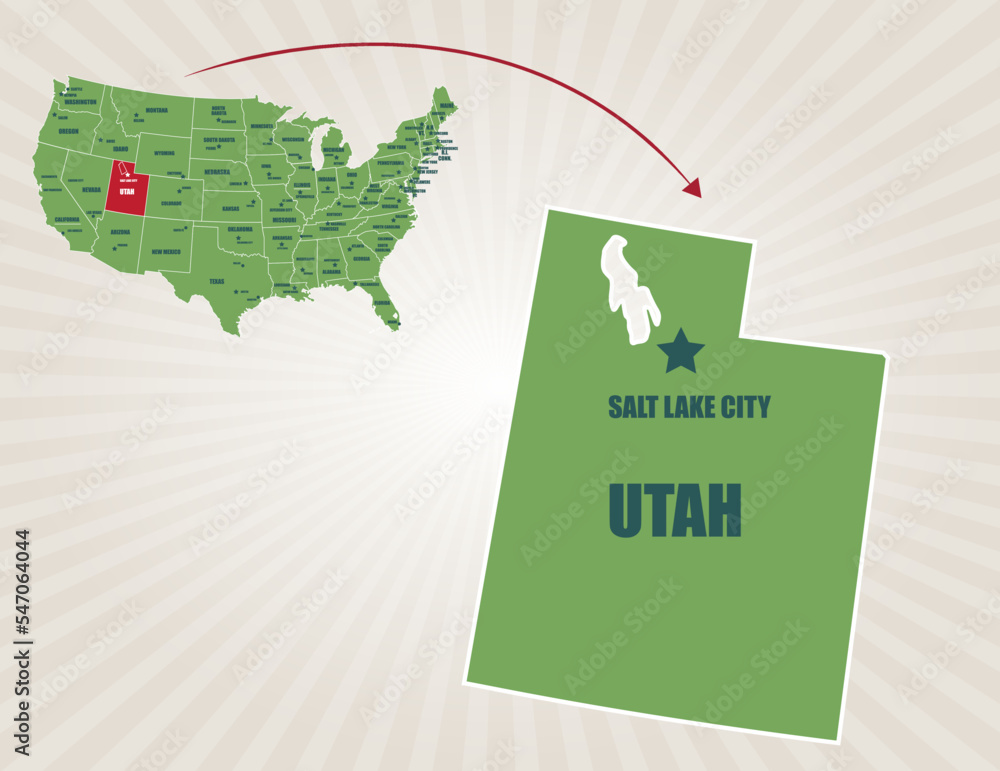 United States of America map and cities vector. Utah Stock Vector ...