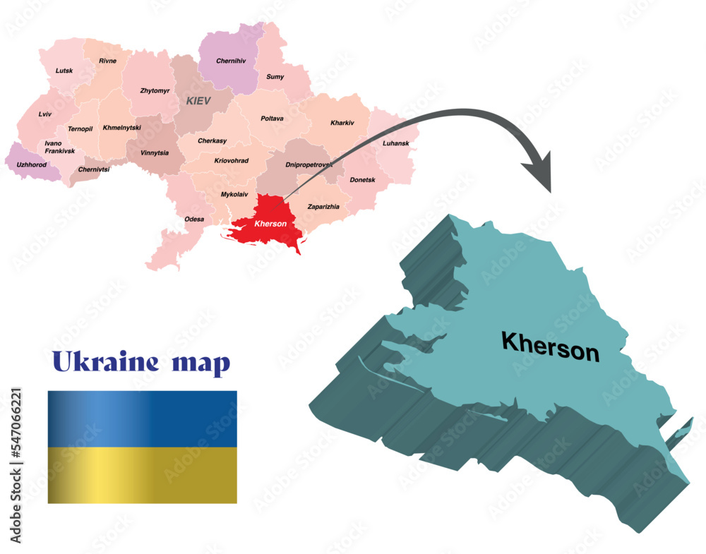 Ukraine map and cities 3D Stock Vector | Adobe Stock