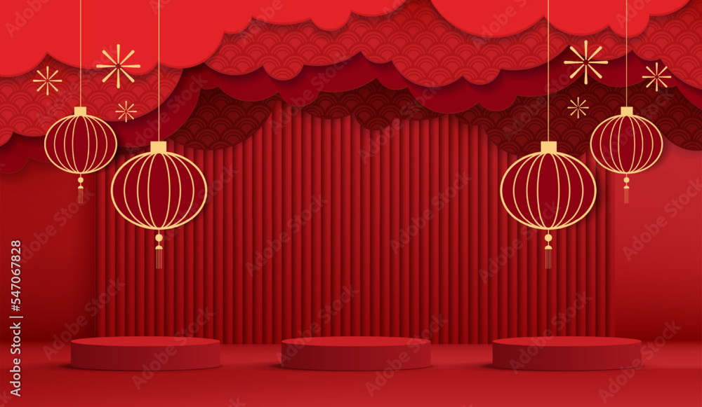 Podium stage chinese style for chinese new year and festivals or mid ...