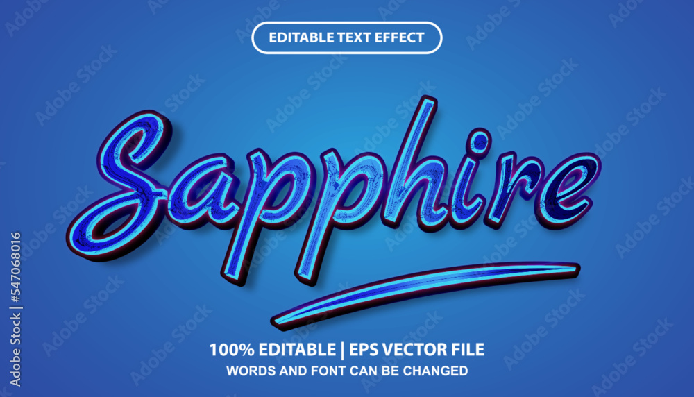 Sapphire editable text effect template, gem font effect style Stock ...