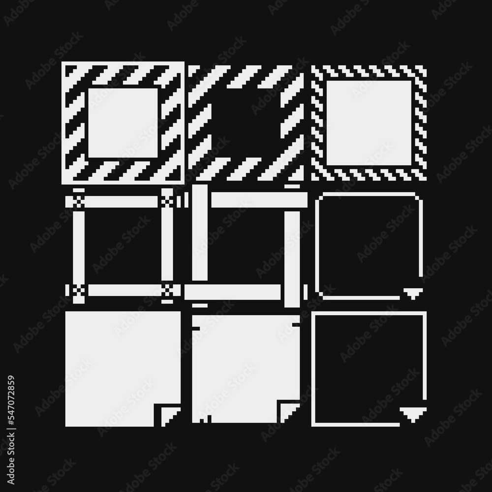Vecteur Stock Frames set, pixel art style, element design for mobile ...