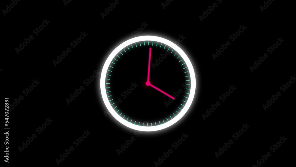 earth clock. clock abstract cyan color digital clock animation on black ...