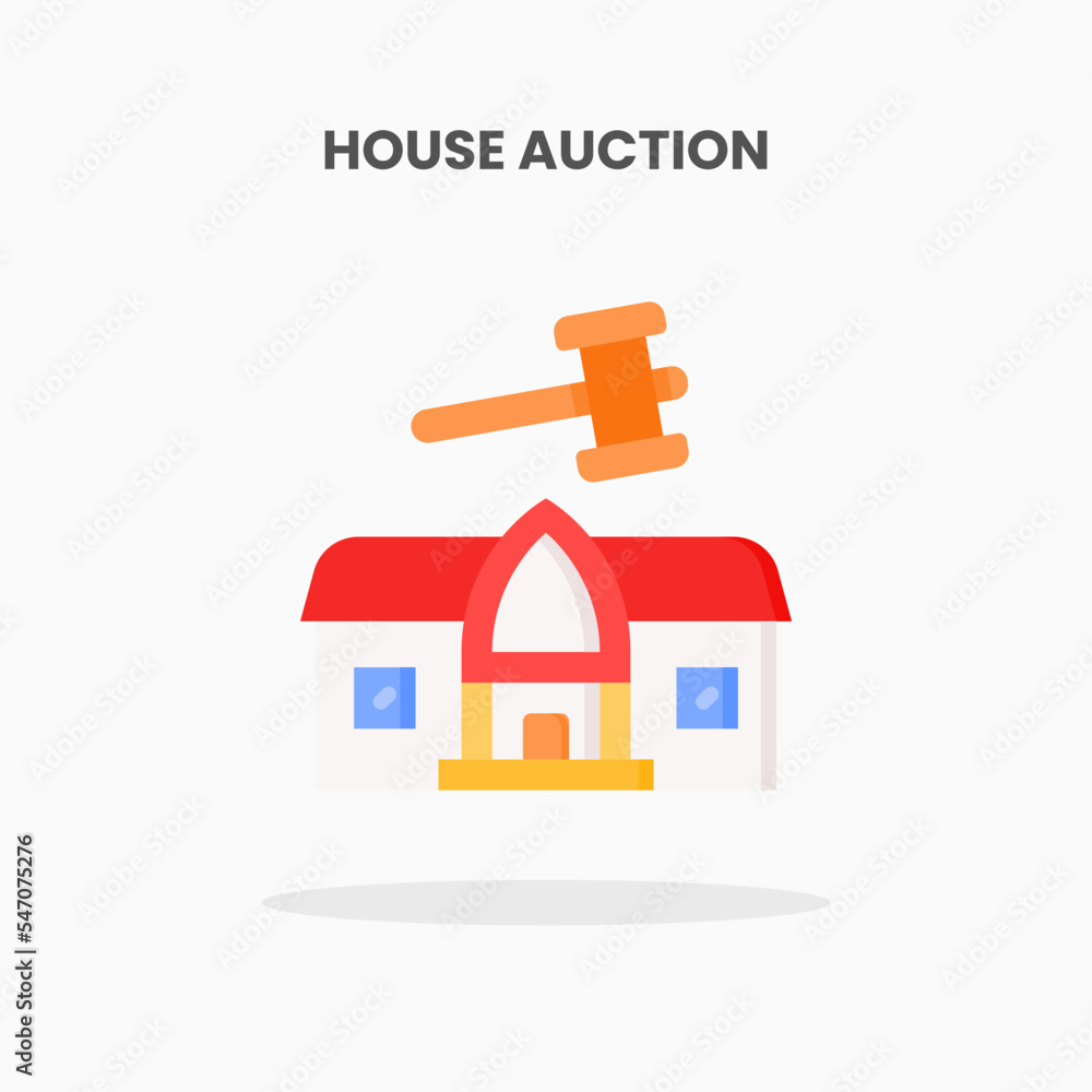 House Auction icon flat. Vector illustration on white background. Can ...