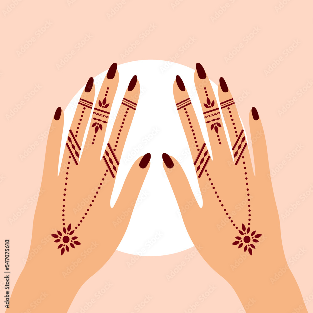 Floral Henna Mehndi Vector Hand Illustration Design, Henna Hands Vector ...