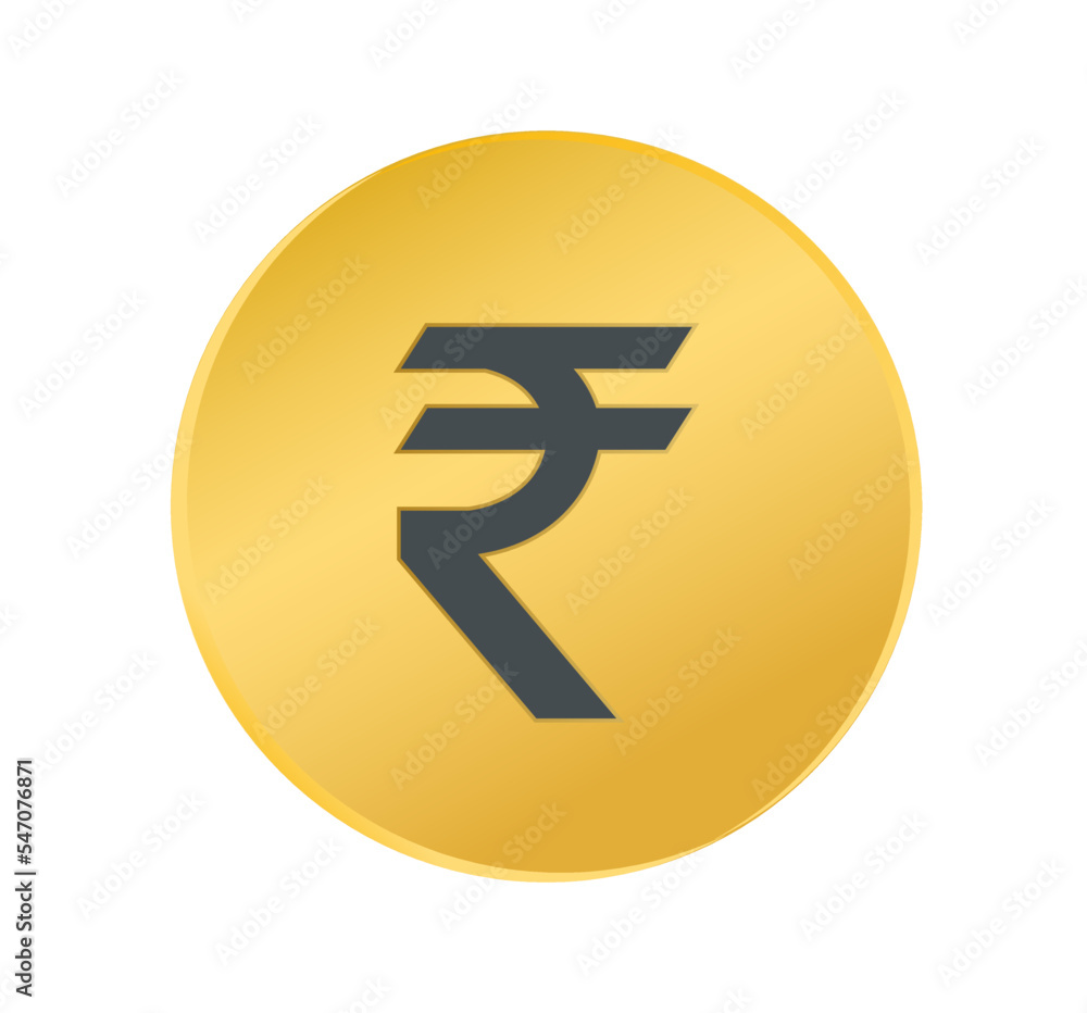 Rupee Sign Gold Coin Isolated Vector Illustration Stock Vector | Adobe ...