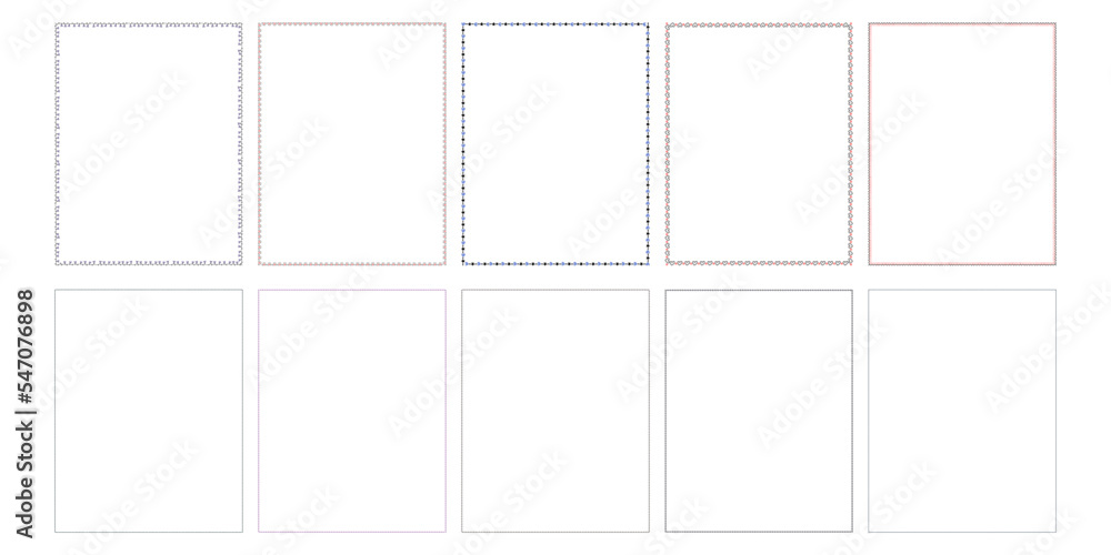 Skinny border with heart patterns Designed in doodle style for cards ...