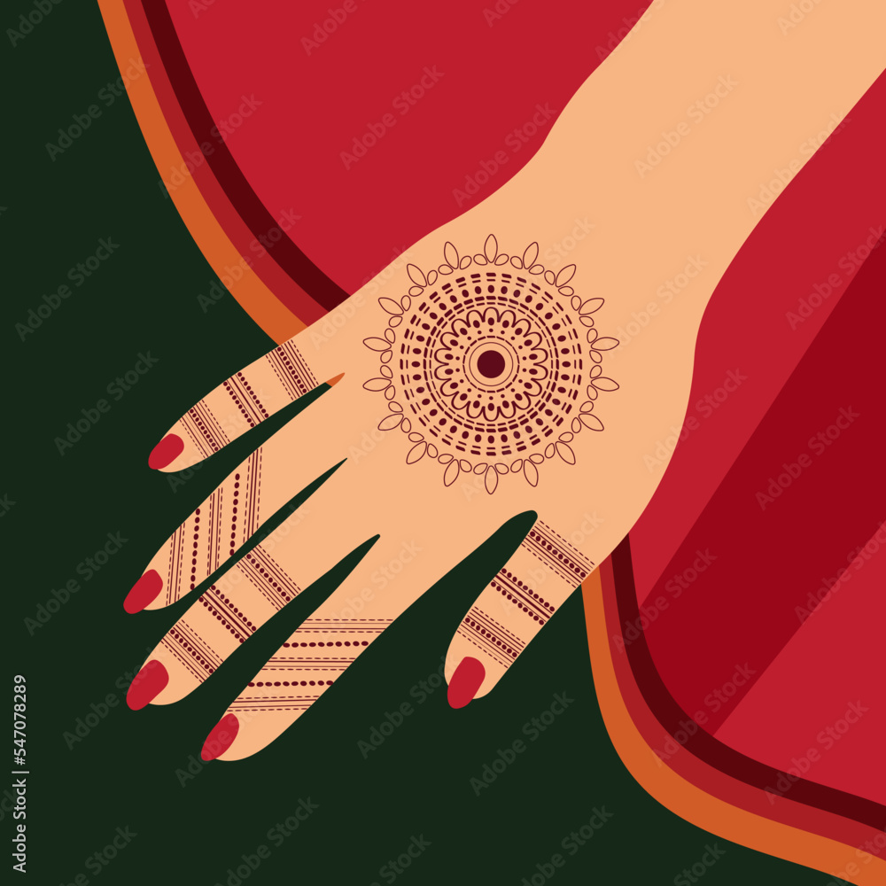 Floral Henna Mehndi Vector Hand Illustration Design, Henna Hands Vector ...