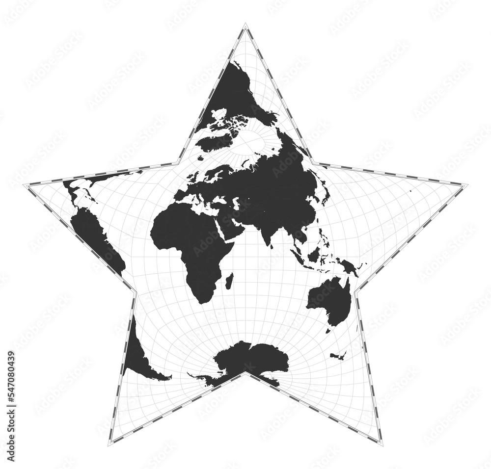 Vector world map. Berghaus star projection. Plan world geographical map ...
