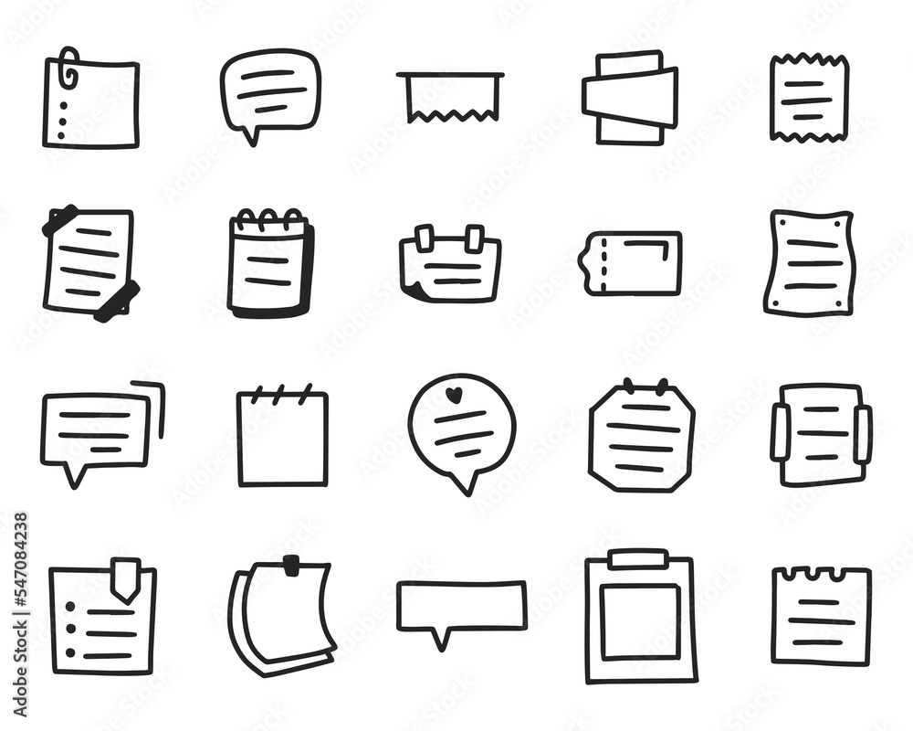 Hand draw sticky note empty paper collection Stock Vector | Adobe Stock