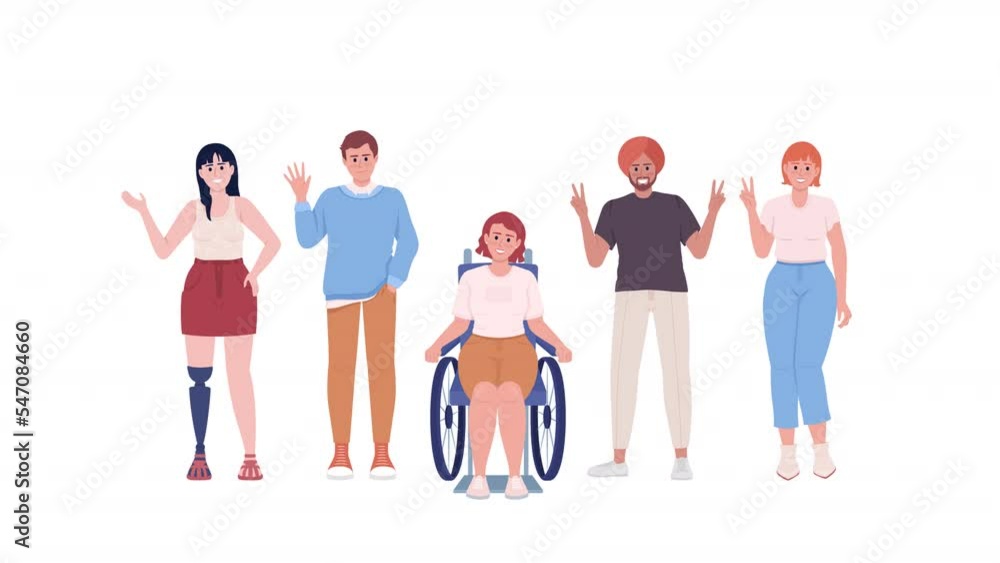 Animated diversity characters set. Equity integration. Full body flat ...