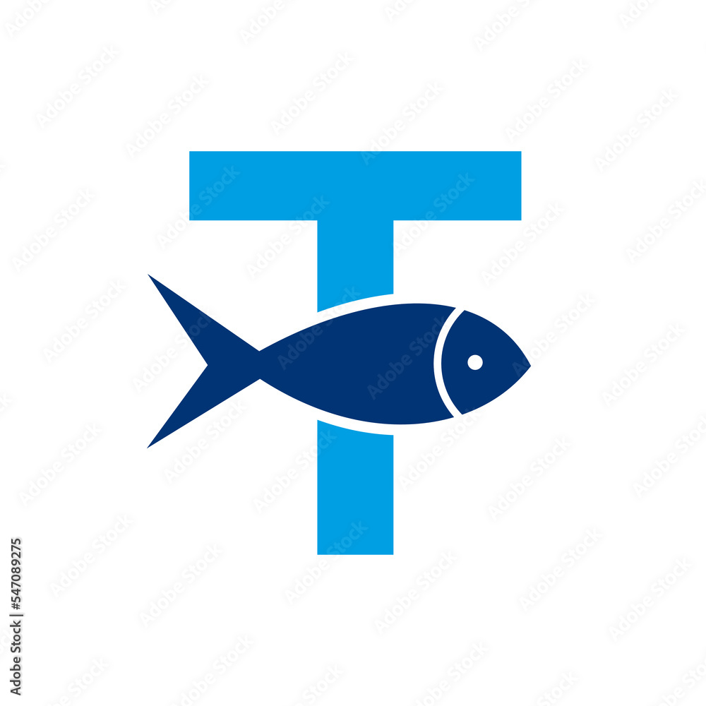 Letter T Fish Logo, Ocean Logo Vector Template Stock Vector | Adobe Stock