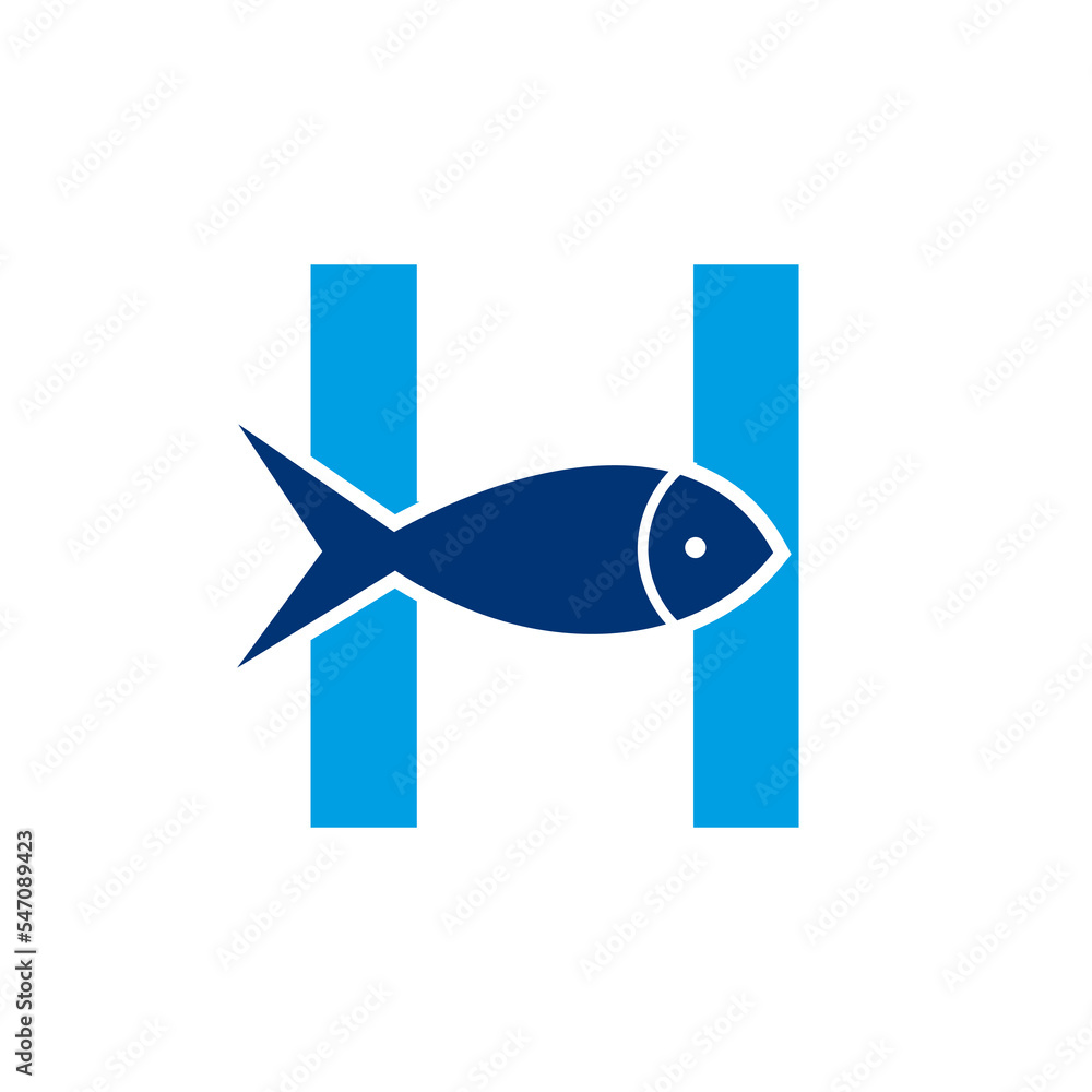 Letter H Fish Logo, Ocean Logo Vector Template Stock Vector | Adobe Stock