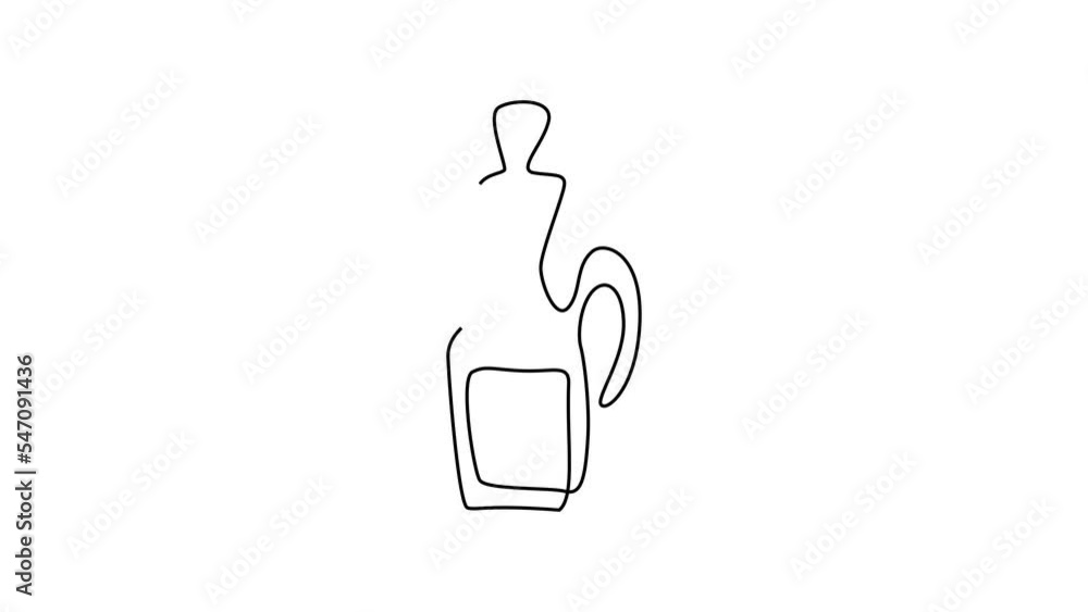 Single Line Bottle Animated Illustration, 1 Line Draw Winebottle, Mono ...