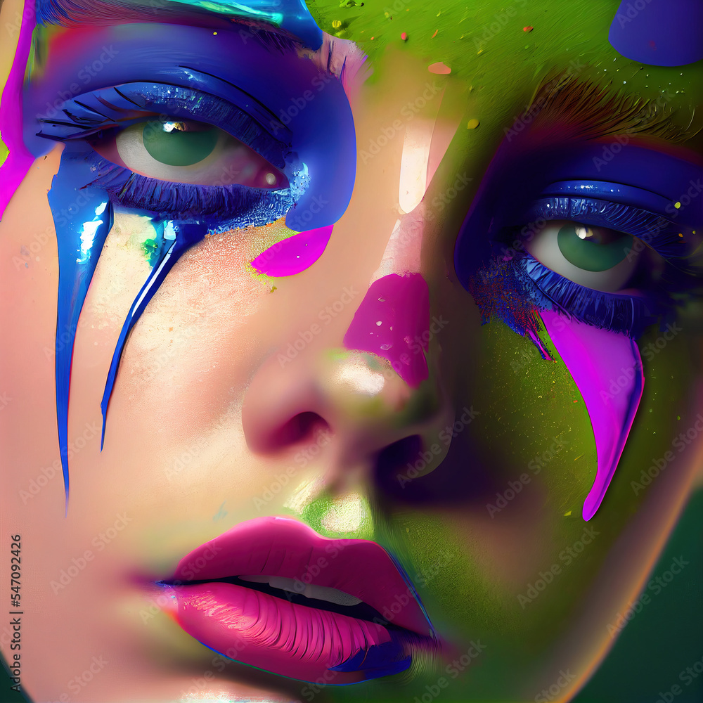 Photo & Art Print Splashed Dreams Female Portrait Surrealist Printable ...