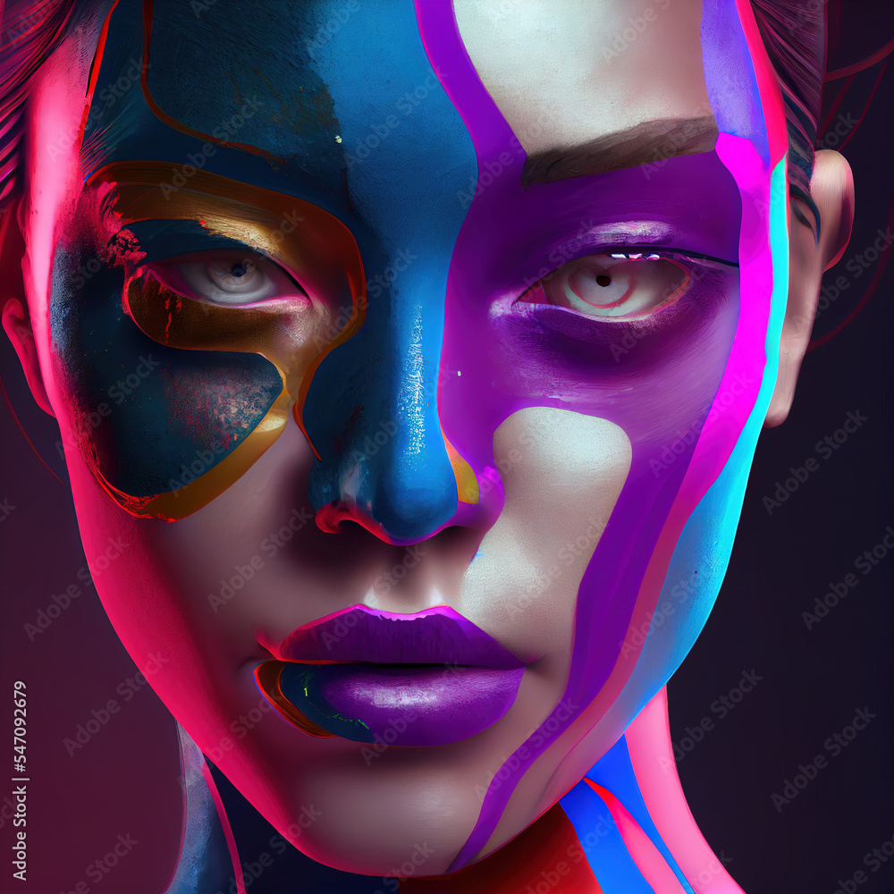 Splashed Dreams Female Portrait Surrealist Printable 3D Illustration ...