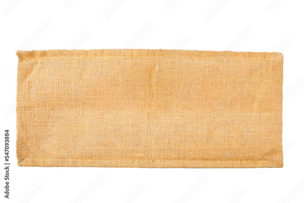 Blank hessian banner isolate on white background, hessian texture ...