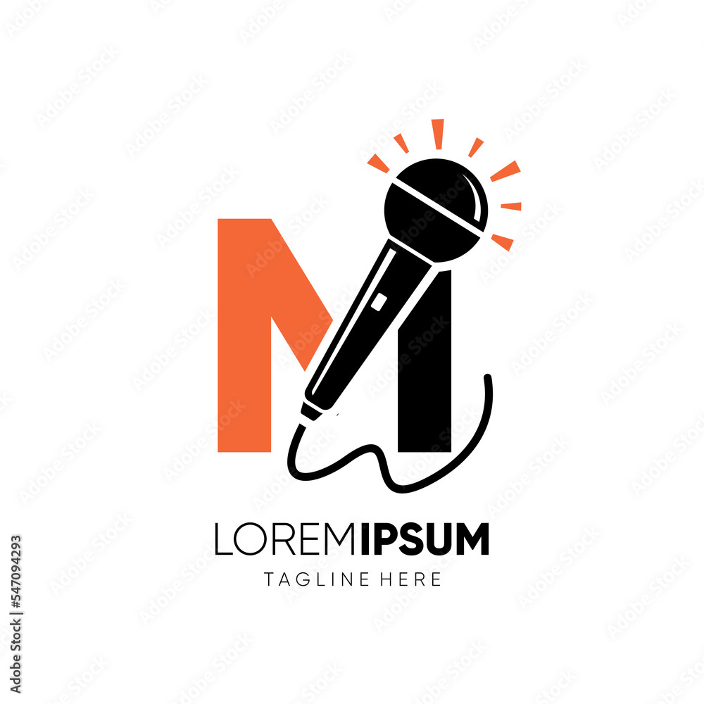 Letter M Microphone Logo Design Vector Icon Graphic Emblem Illustration ...