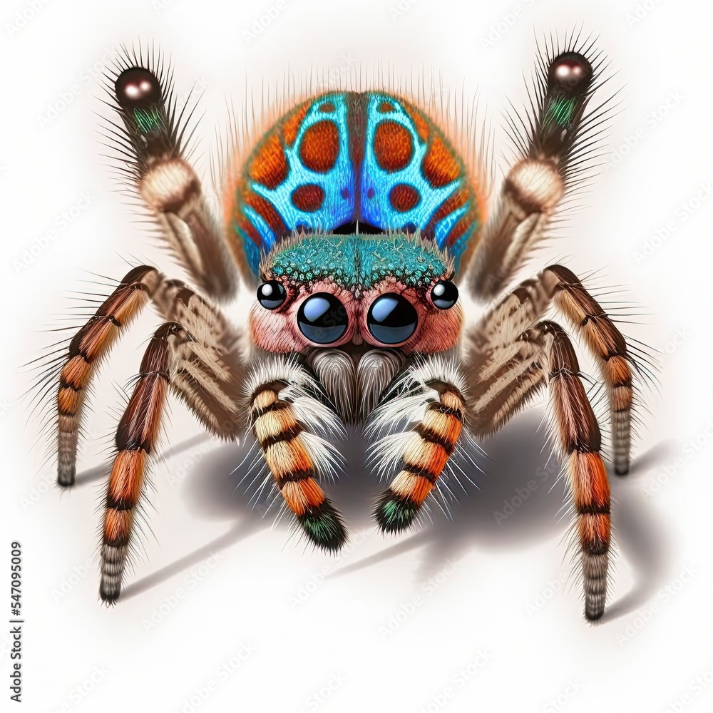 Maratus volans, a member of the Salticidae family and the Maratus genus ...