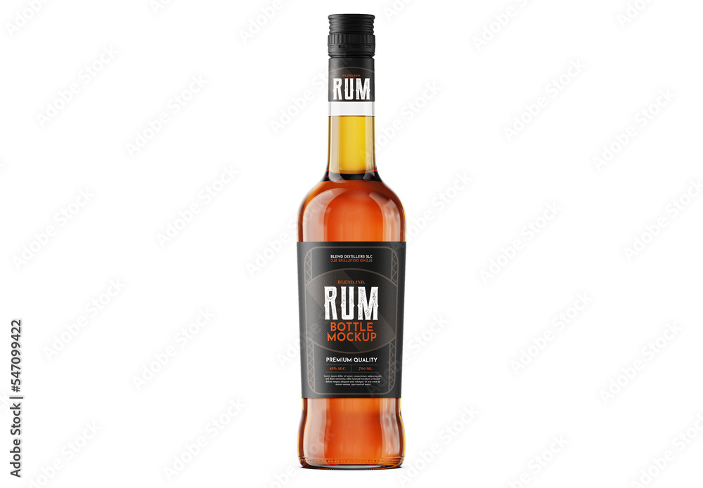 Rum Glass Bottle Mockup Stock Template | Adobe Stock