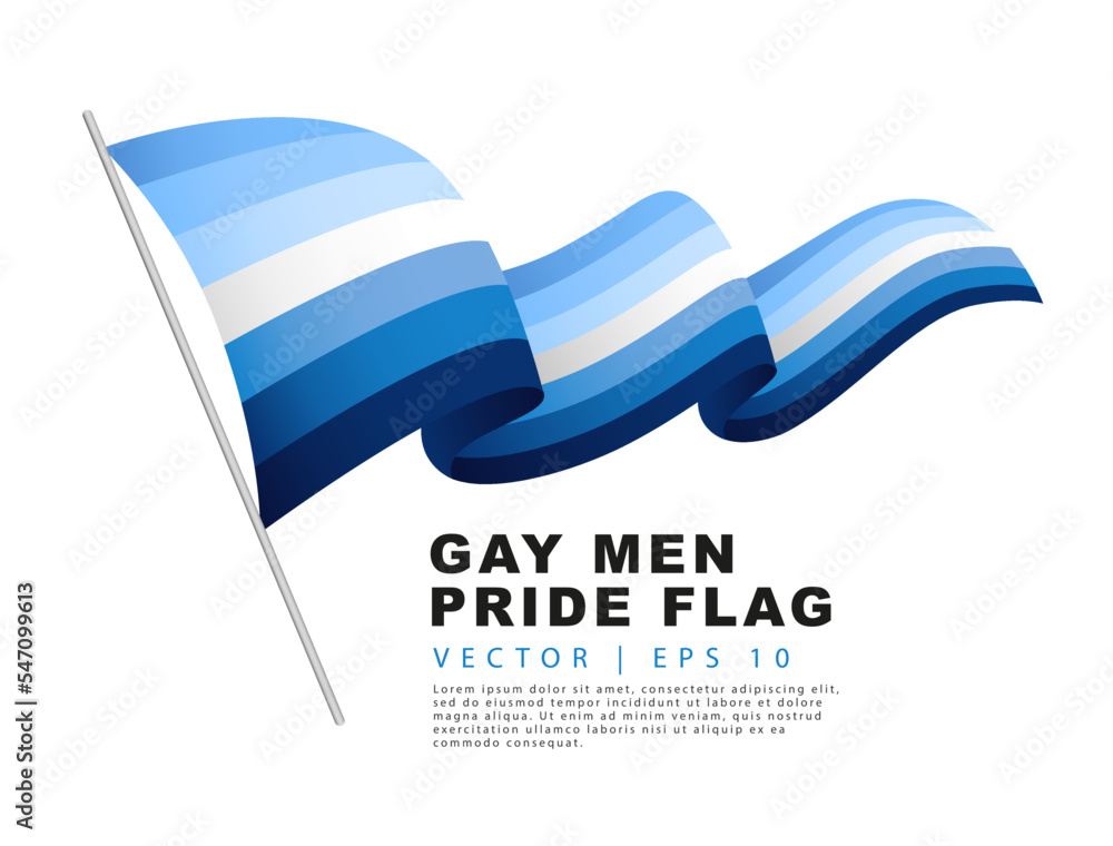 The Gay Men Pride Flag Is Hanging On A Flagpole And Fluttering In The