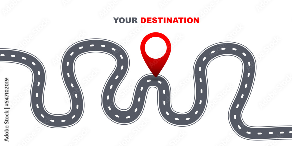 Map pin and path. Destination marker and road illustration Stock Vector ...