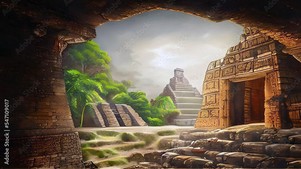 Mayan Temples Drawings