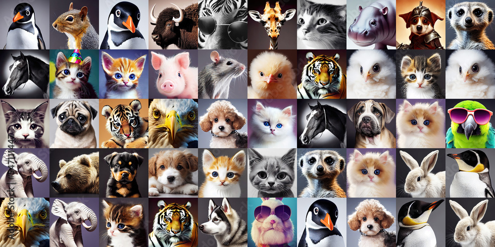 Many different cute animals as wallpaper background Stock Illustration ...