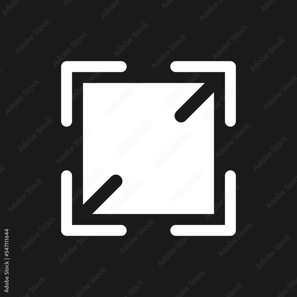 Screen enlarging dark mode glyph ui icon. Display size changing tool ...