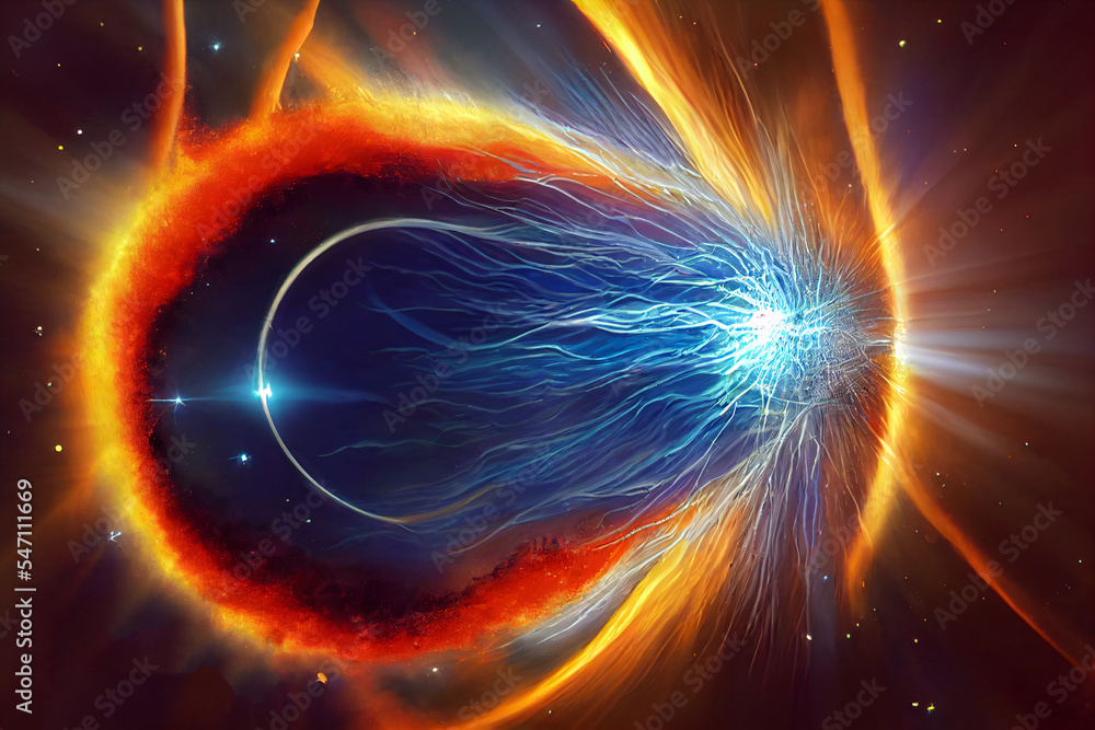 artistic view of Hypernova, magnetorotational hypernova explosion event ...