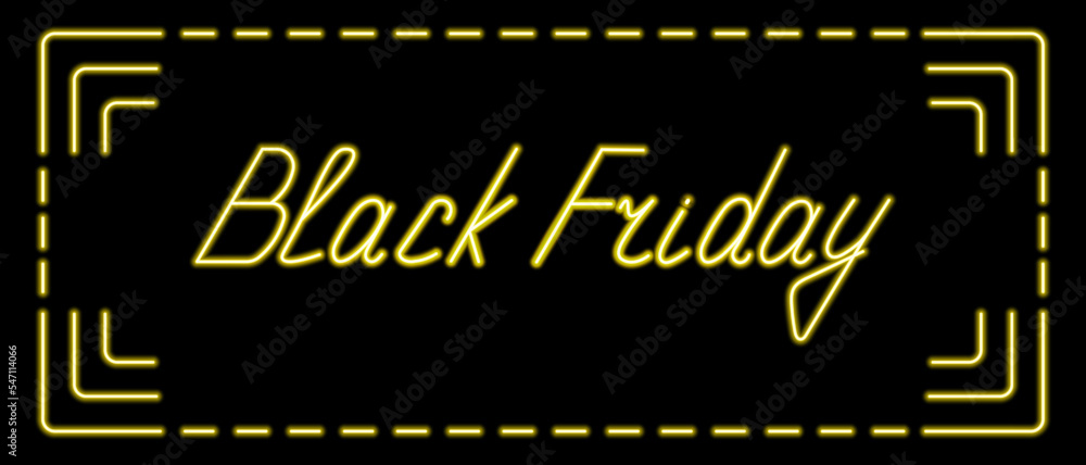Black Friday. Neon lettering. Glowing yellow text. Color vector ...