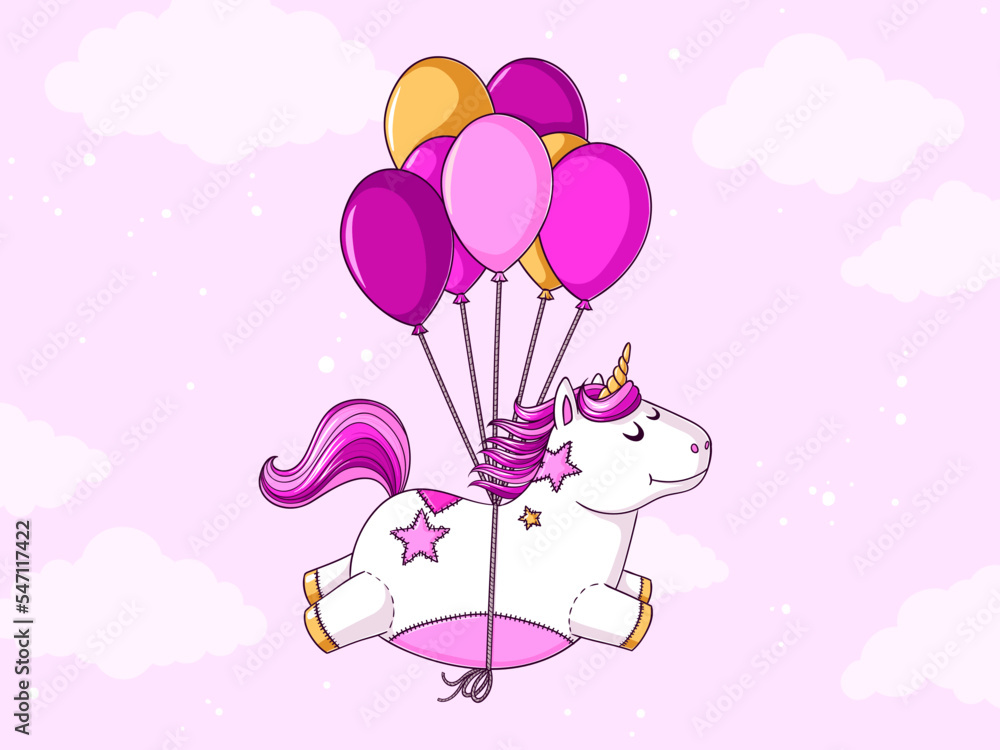 Fliegendes Comic Einhorn Stock Vector | Adobe Stock