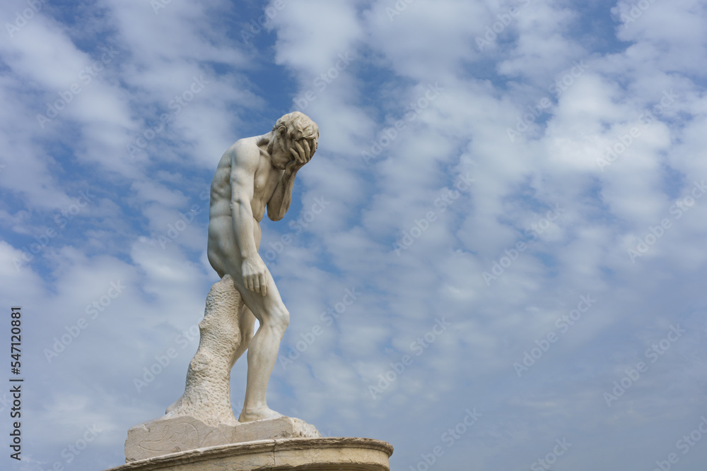 Marble sculpture of Cain after killing his brother Abel by Henri Vidal ...