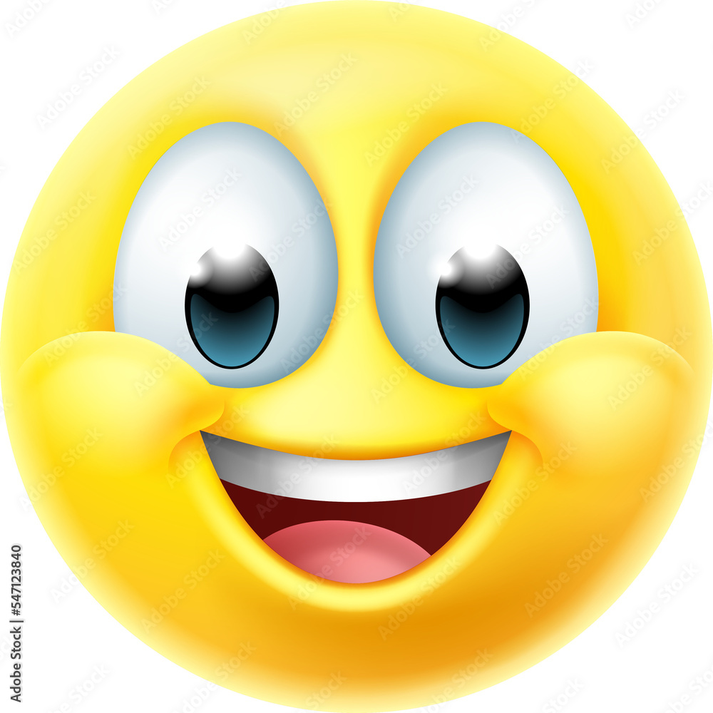 Happy Smiling Cartoon Emoji Emoticon Face Icon Stock Illustration ...