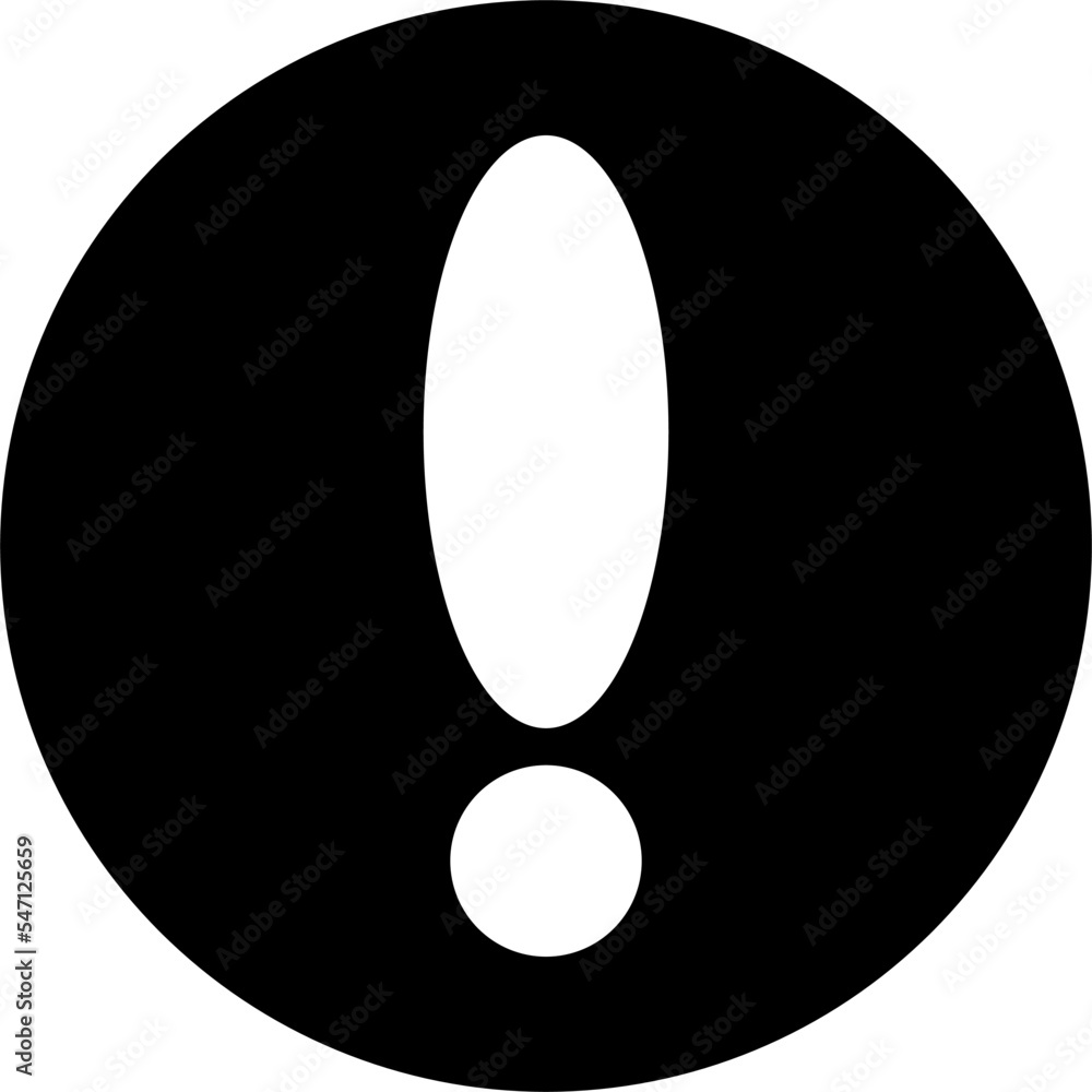 Icon with exclamation mark in black and white colors, button with ...