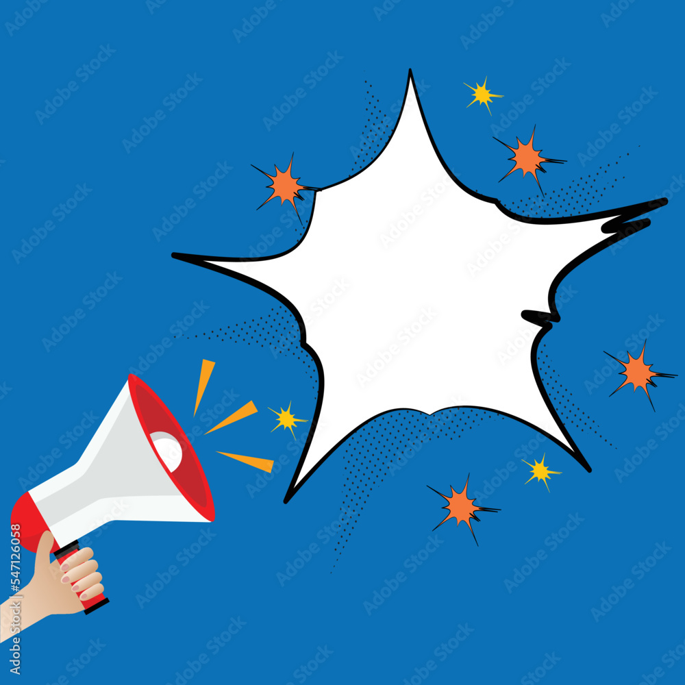 Business hand holding megaphone, speaker, loudspeaker icon ...