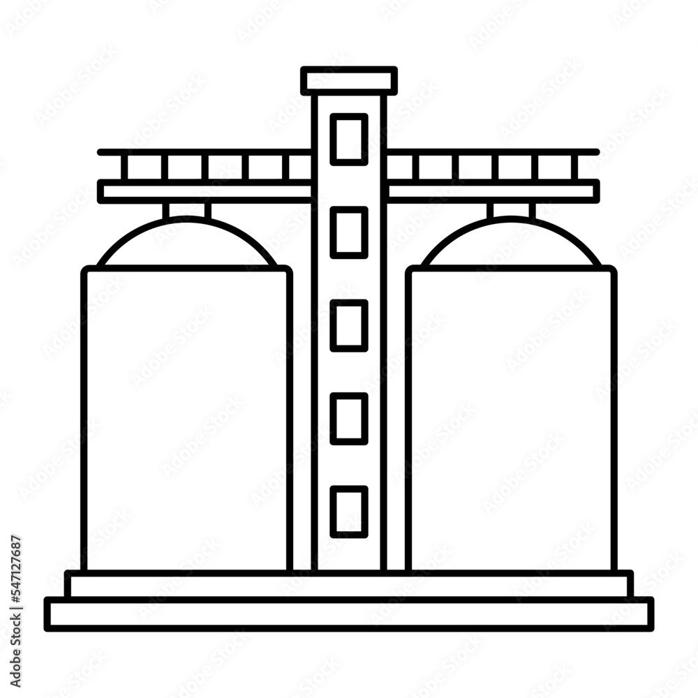 sludge storage components Concept, Silos Deep Cone vector outline icon ...