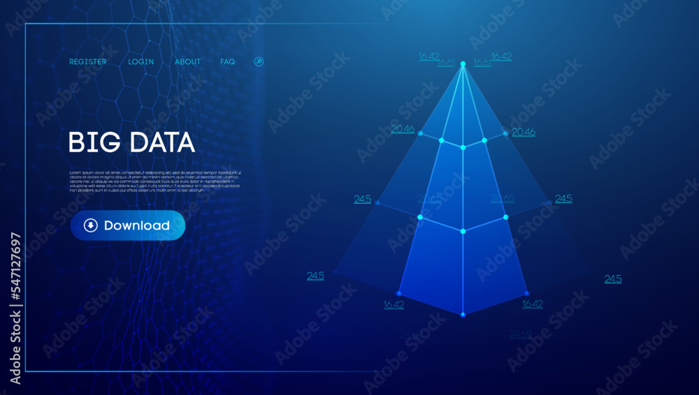 Pyramid business technology background. Tech vector triangle abstract ...