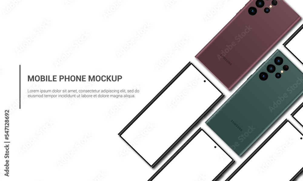 Realistic Samsung Galaxy S22 Ultra screen mockup, banner on transparent ...