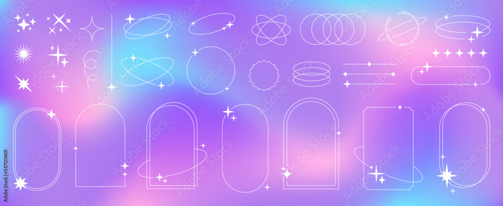 Modern minimalist aesthetic line elements on fluid gradient background ...