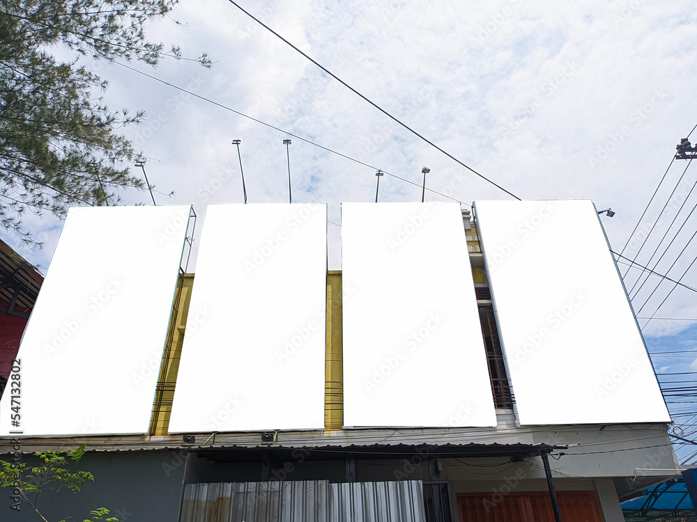 mockup of empty billboards on the side of the highway, blank ...