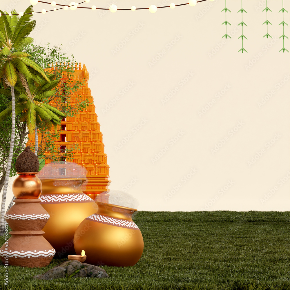 pongal festival in white background for web banner with pongal pot ...