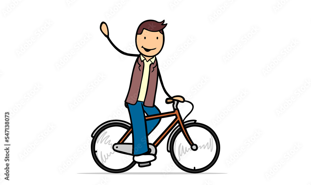 Cartoon man riding a bike as a cyclist Stock Illustration | Adobe Stock