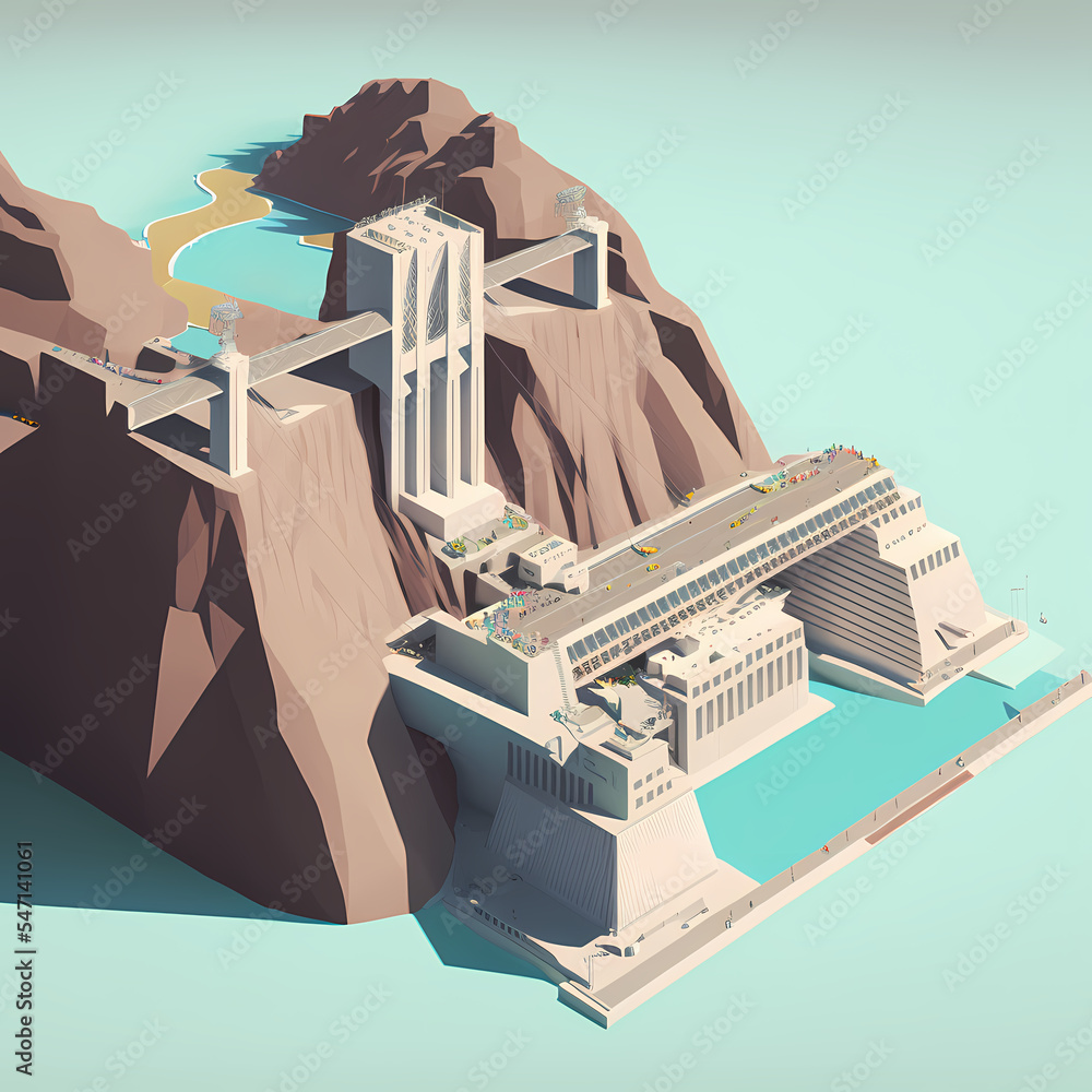 Hoover Dam, United States: 3D Isometric Famous World Landmarks Stock ...