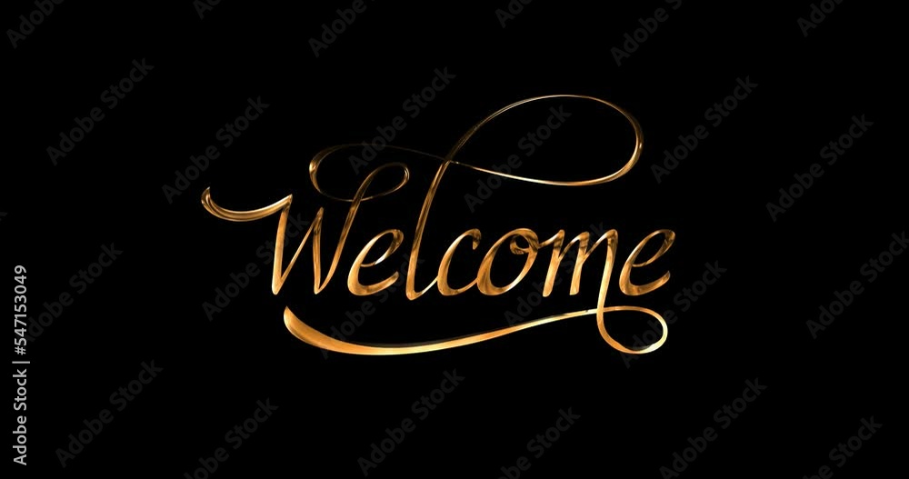 Welcome text animation calligraphic inscription with smooth lines in ...
